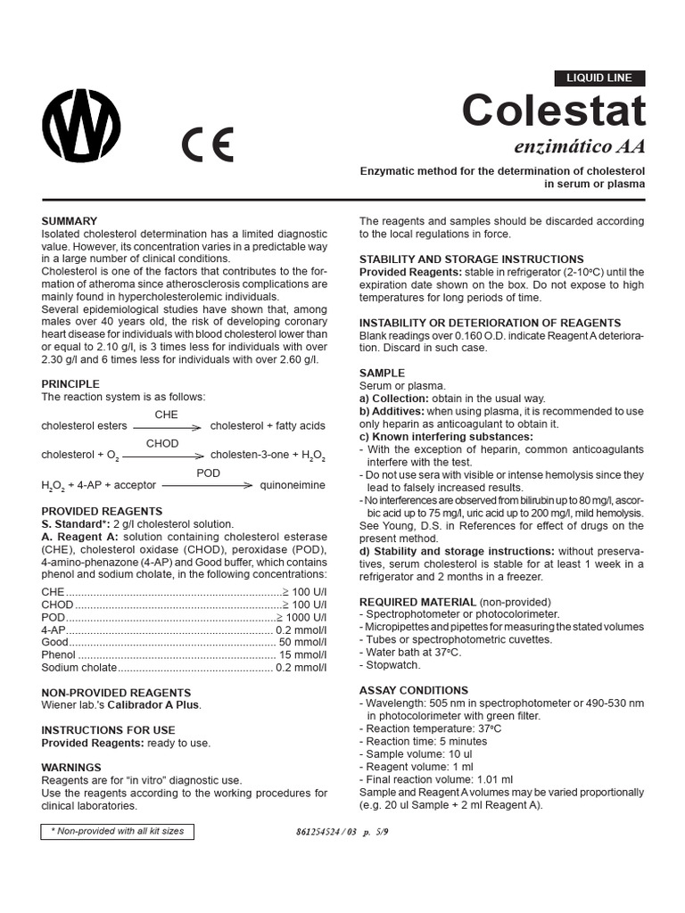 5 IFU - Colestat Enzimatico AA Liquida | PDF
