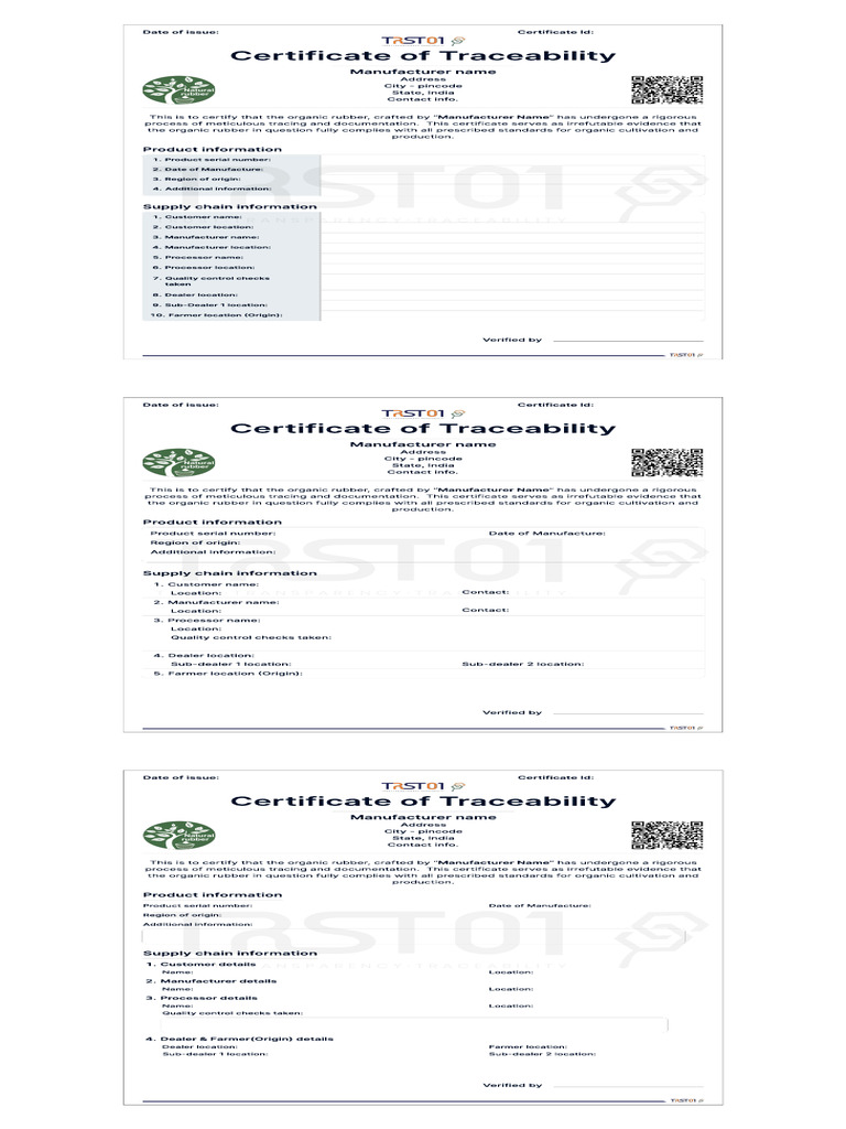 Organic Rubber Traceability Certificate | PDF