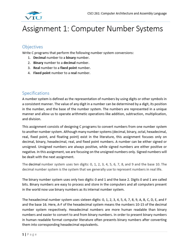Assignment 1 | PDF | Numbers | Decimal