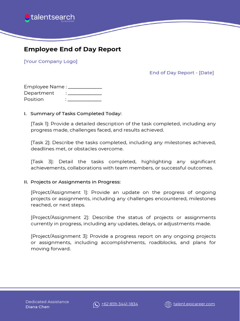 Employee End of Day Report | PDF | Information