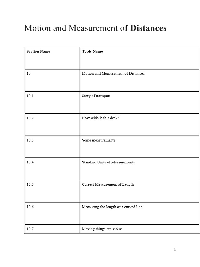 Motion and Measurement of Distances | Download Free PDF | Length ...