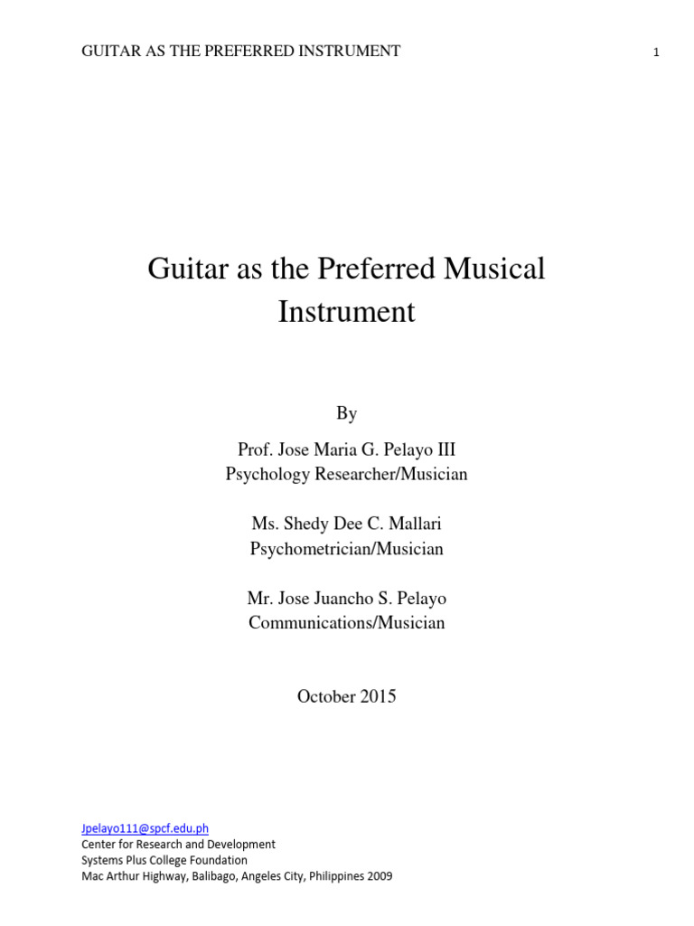 Guitar As The Preferred Musical Instrument | PDF | Guitars | String Instruments