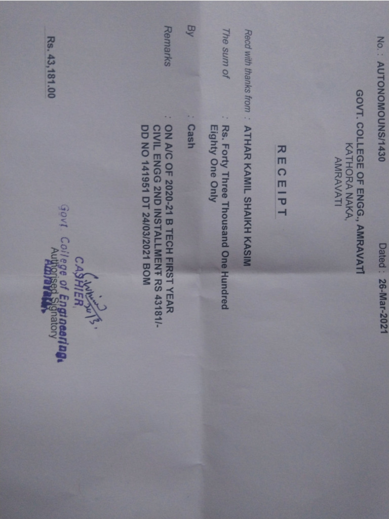 Second Installment Receipt | PDF