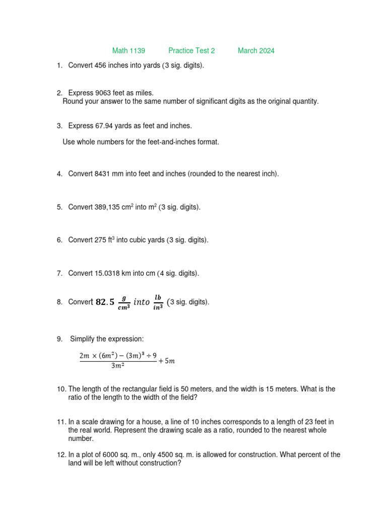 Measurement Conversions and Percentages | PDF | Foot (Unit) | Length