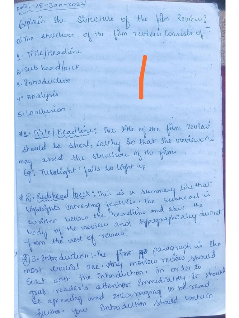 Film Review Notes Pdf