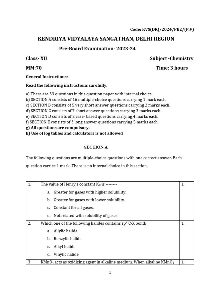 Qp Chemistry Pb2 Xii Set2 Download Free Pdf Chemical Reactions