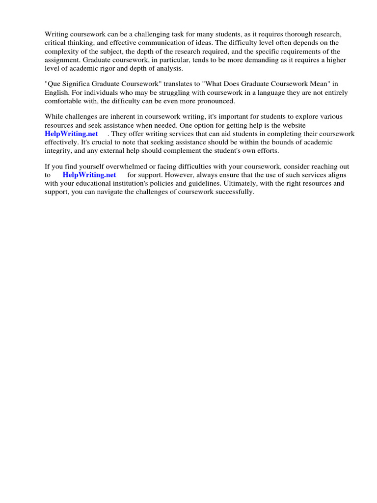 Que Significa Graduate Coursework | PDF | Academic Degree | Master Of ...