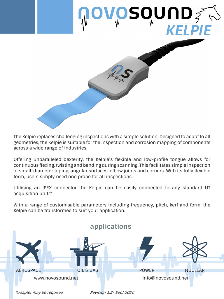 Novosound Kelpie Product Sheet | PDF | Applied And Interdisciplinary Physics | Physical Sciences