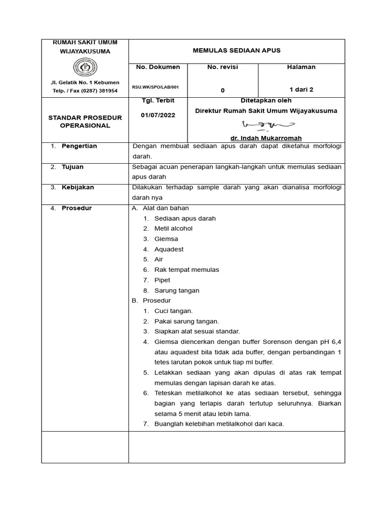 Memulas Apusan Darah | PDF