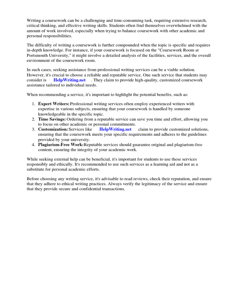 Coursework Room Portsmouth University | PDF