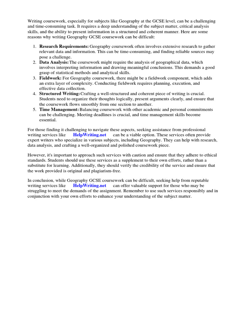 Geography Gcse Coursework Method | PDF | Field Research