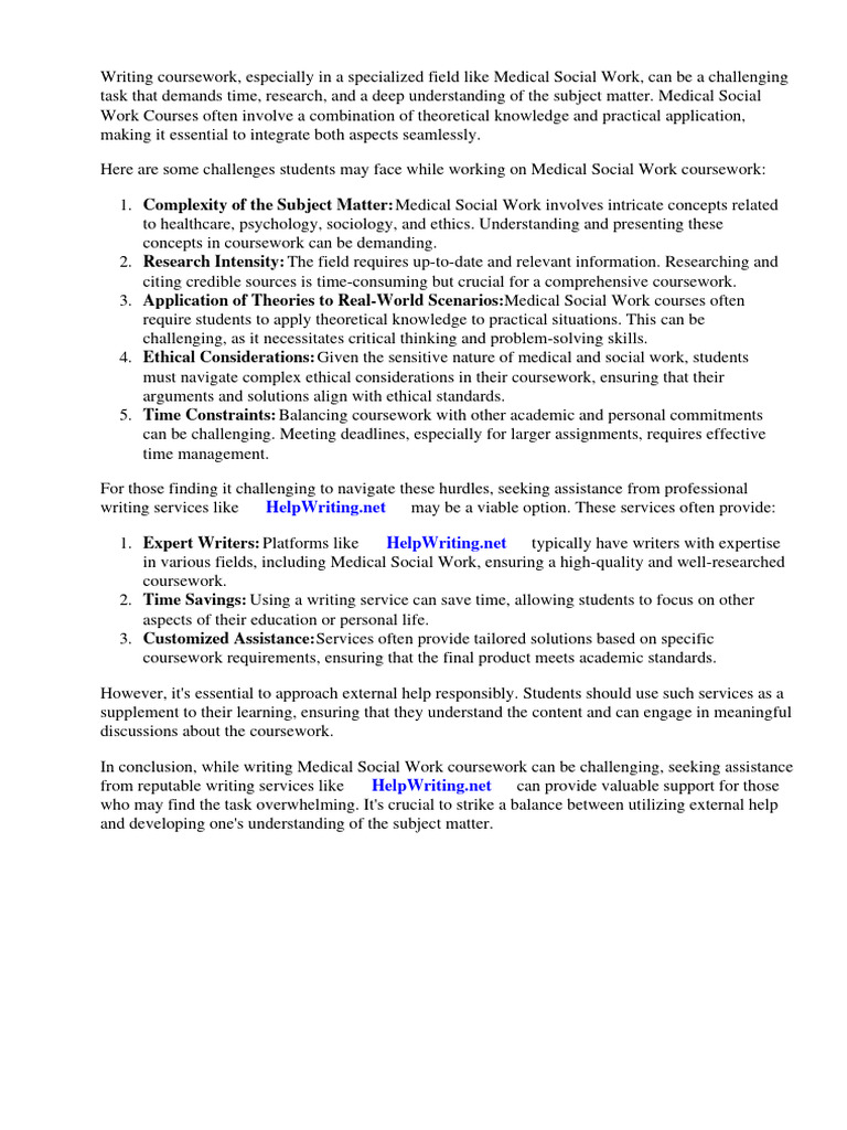 Medical Social Work Courses | PDF | Social Work | Nursing