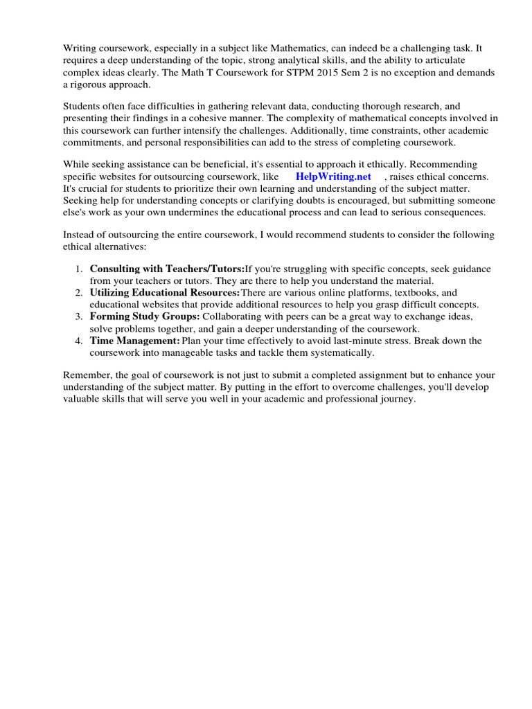 Math T Coursework STPM 2015 Sem 2 | PDF | Mathematics | Equations