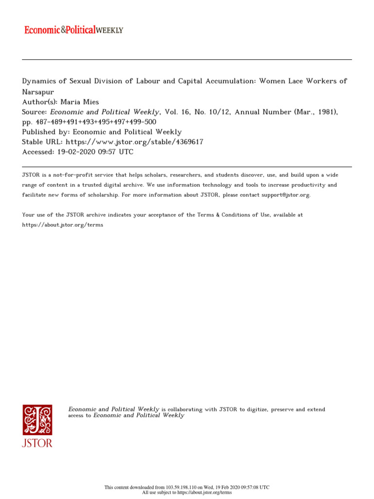Maria Mies - Dynamics of Sexual Division of Labour and Capital ...