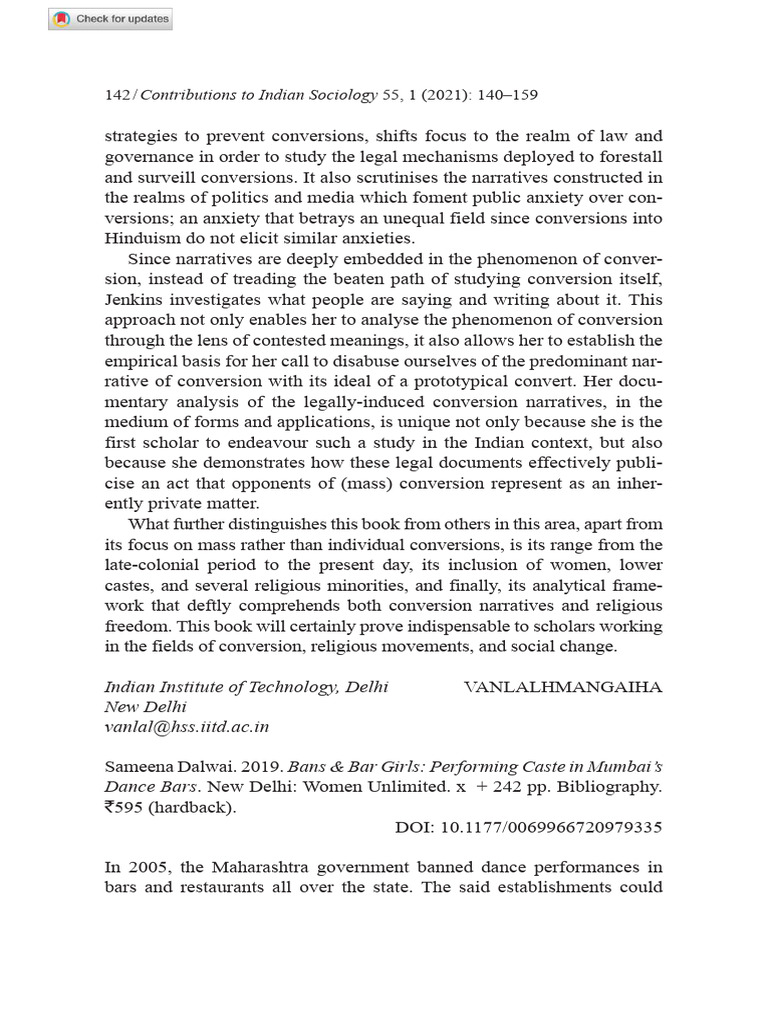 Review of Sameena Dalwai Bans and Bar Gi | PDF | Sex Work | Dances