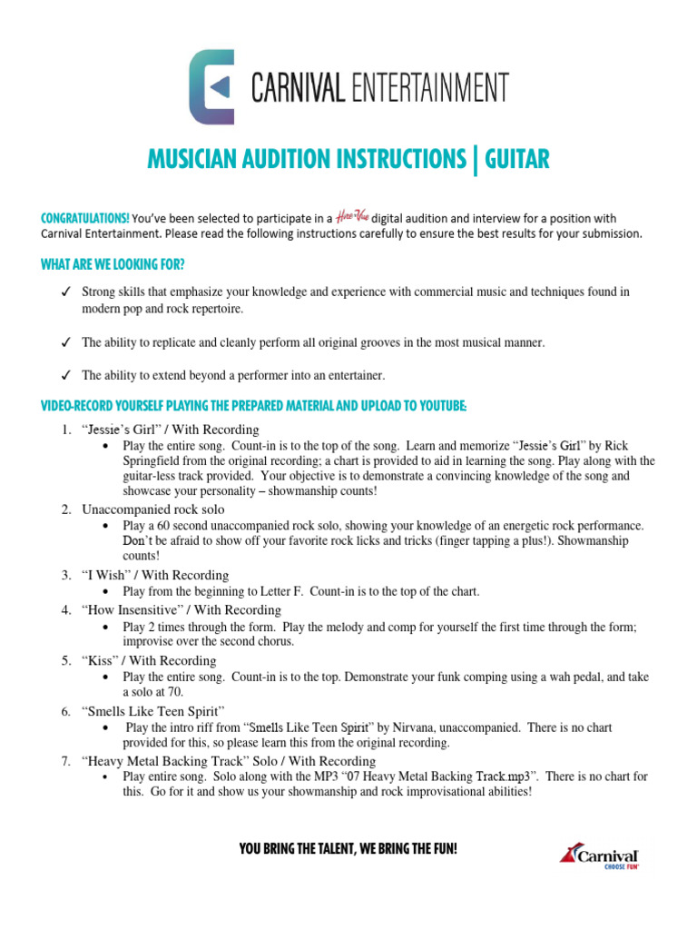 HireVue 4 0 Audition Instructions - GUITAR | Download Free PDF ...