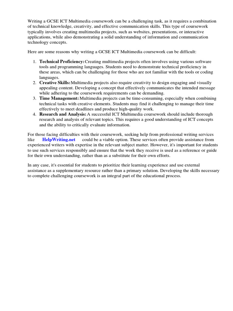 Gcse Ict Multimedia Coursework | PDF | Educational Technology | Multimedia