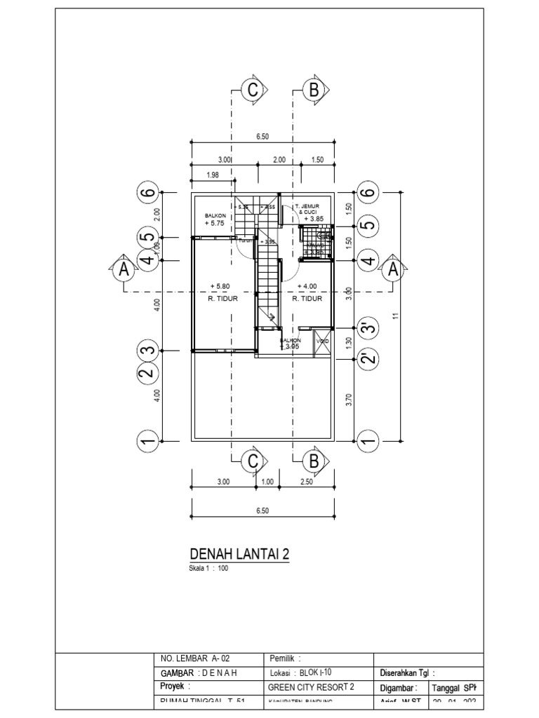 Denah Rumah 8x8 dengan Arah Mata Angin | PDF