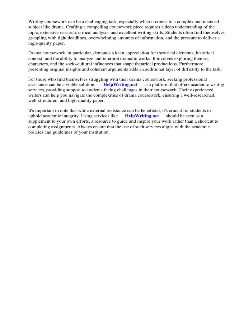 Drama Coursework Examples | PDF