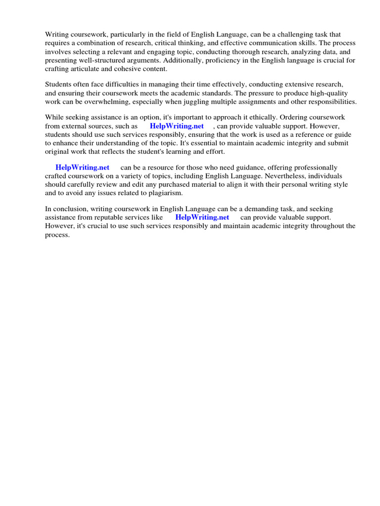 Coursework Ideas For English Language As | Download Free PDF | Academic ...