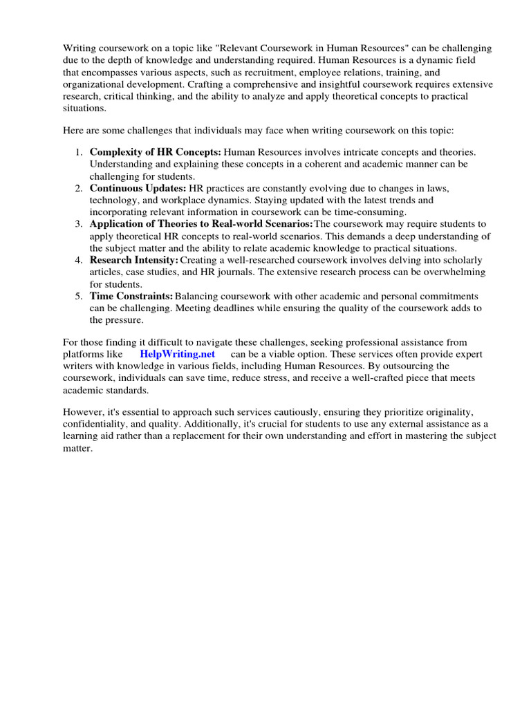 Relevant Coursework Human Resources | PDF | Human Resource Management ...