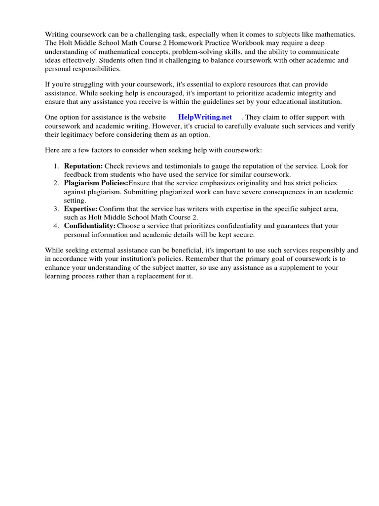 Holt Middle School Math Course 2 Homework Practice Workbook | PDF Holt Middle School Math Course 2 Homework Practice Workbook | PDF