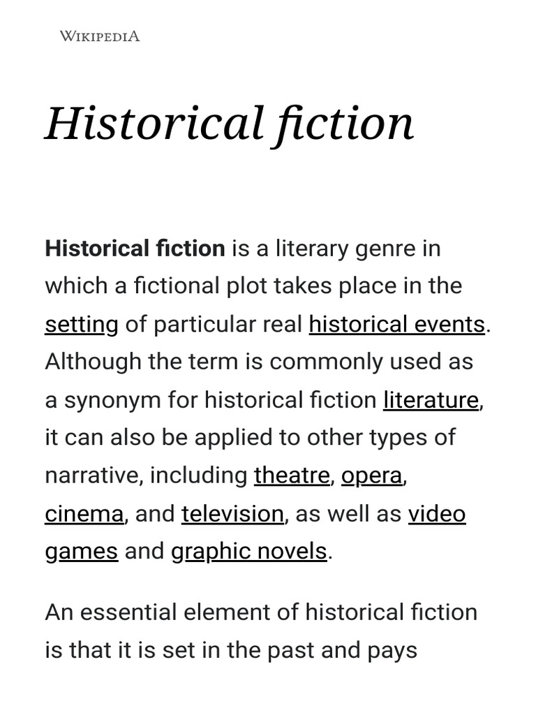 Historical Fiction - Wikipedia | PDF | Historical Fiction