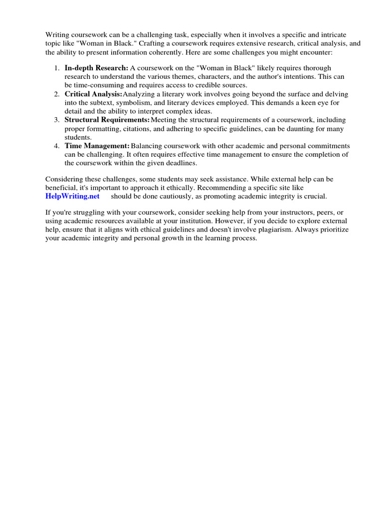 Woman in Black Coursework | PDF