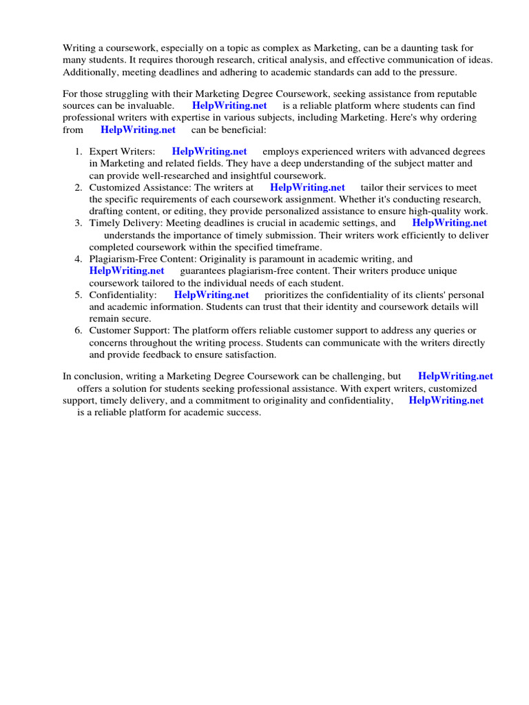 Marketing Degree Coursework | PDF | Marketing | Academic Degree