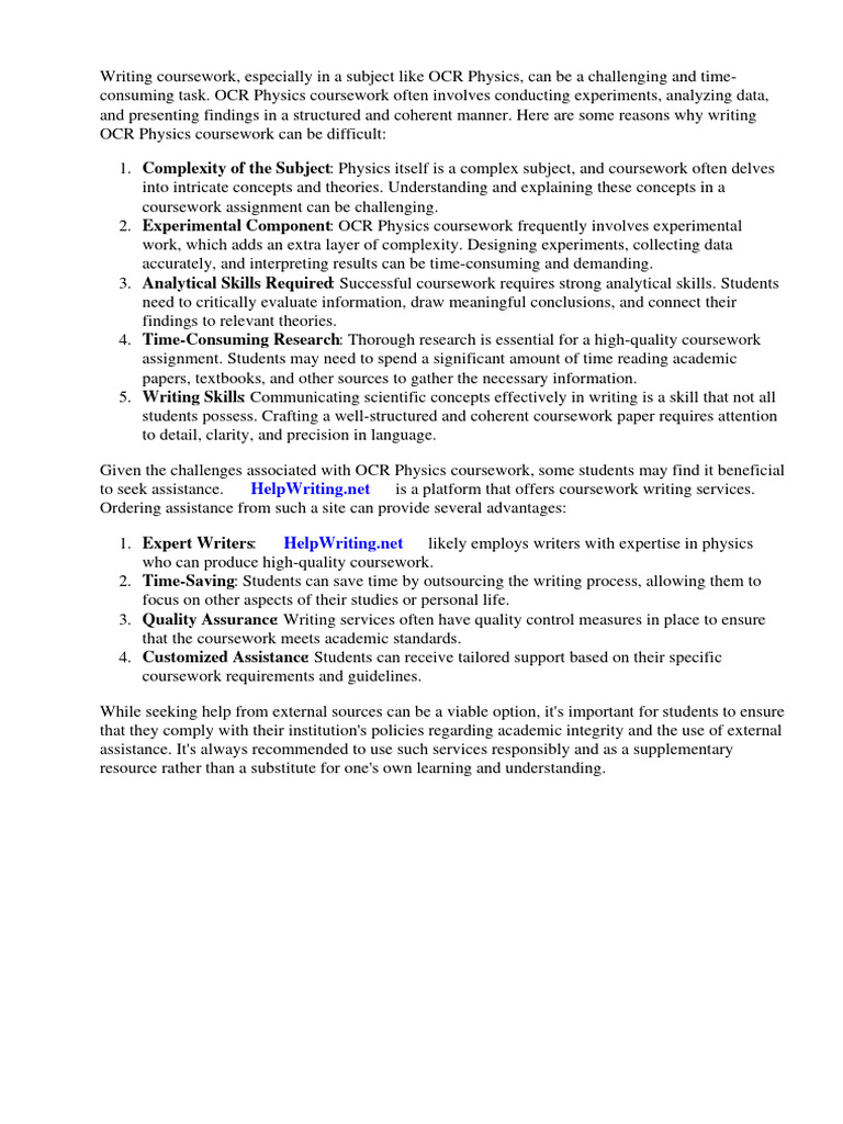 Ocr Physics Coursework Help | PDF | Facebook | Linked In