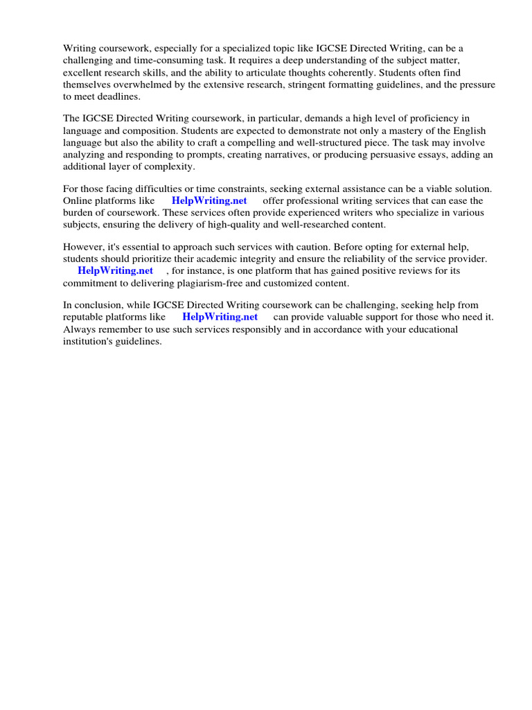 Igcse Directed Writing Coursework | PDF | Facebook | Linked In