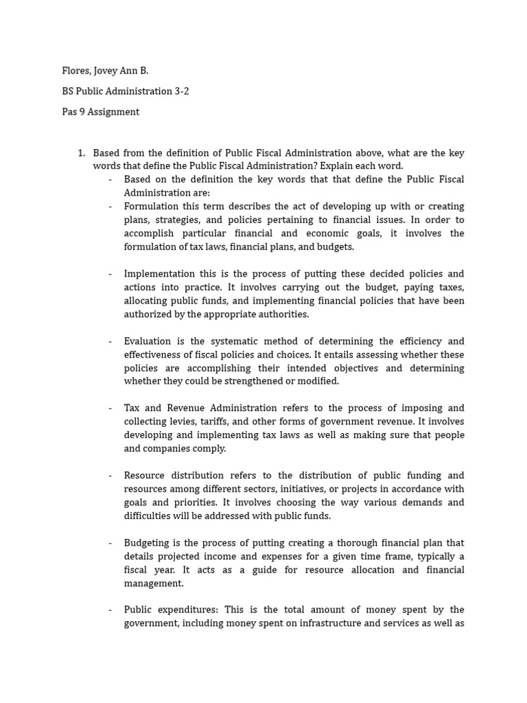 Key Concepts in Public Fiscal Administration | PDF | Taxes | Fiscal Policy
