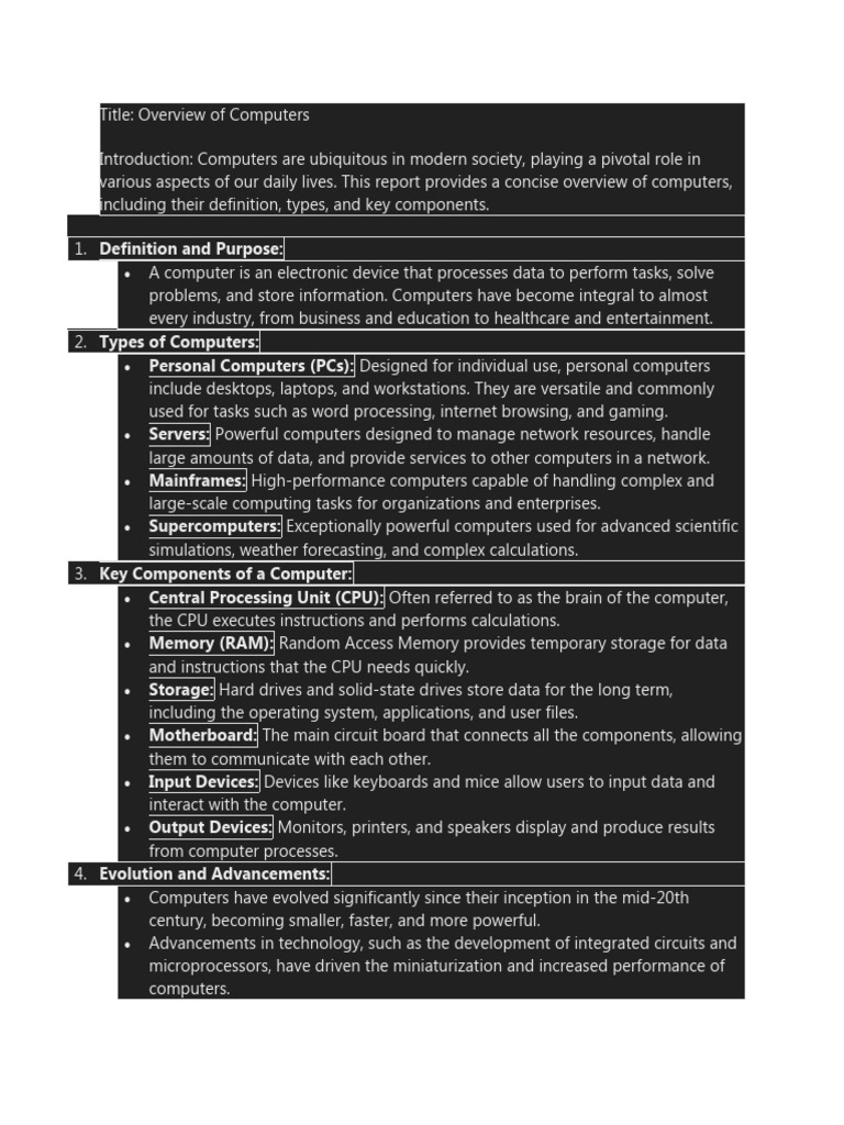 Computer | PDF | Personal Computers | Central Processing Unit