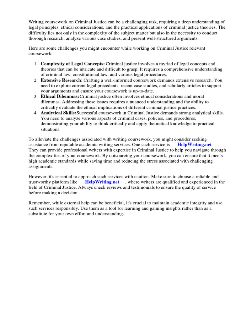 Criminal Justice Relevant Coursework | PDF | Crime & Violence | Criminal Justice