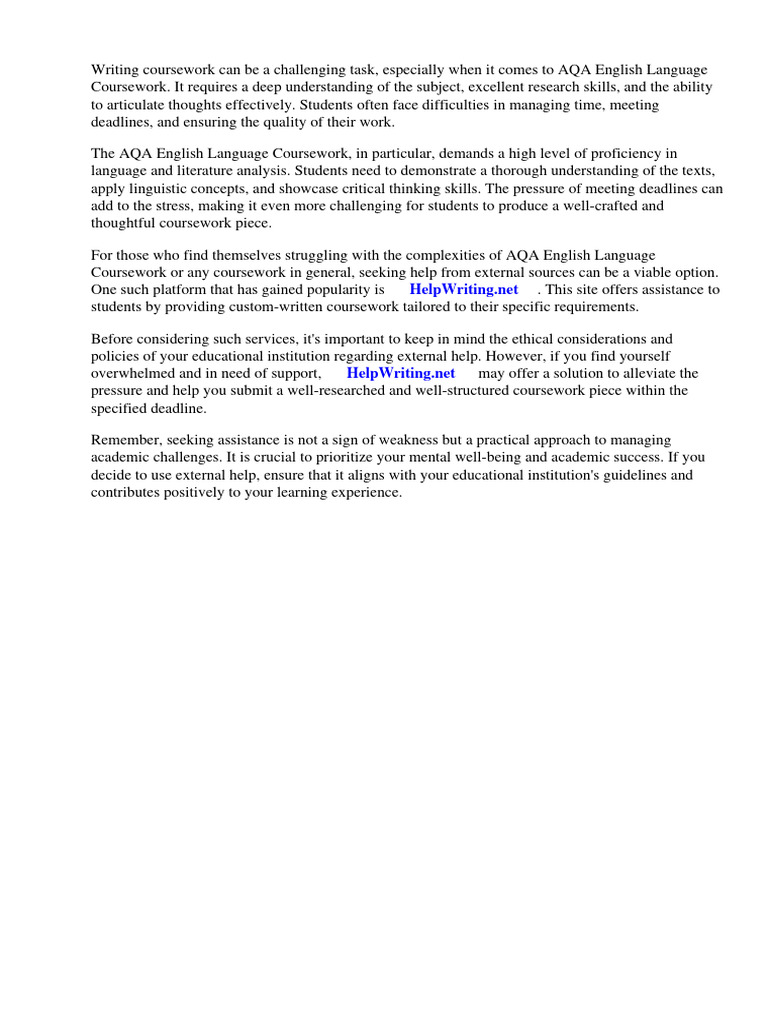 Aqa English Language Coursework Deadline | PDF | Thought | Linked In
