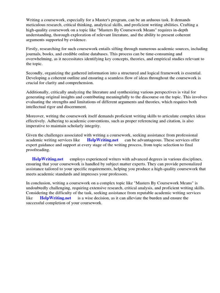 Master's Coursework Writing Guide | PDF