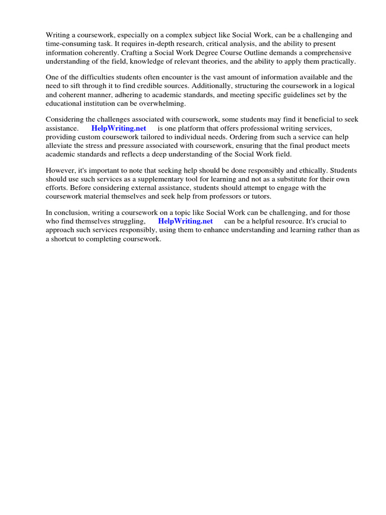 Social Work Degree Course Outline | PDF