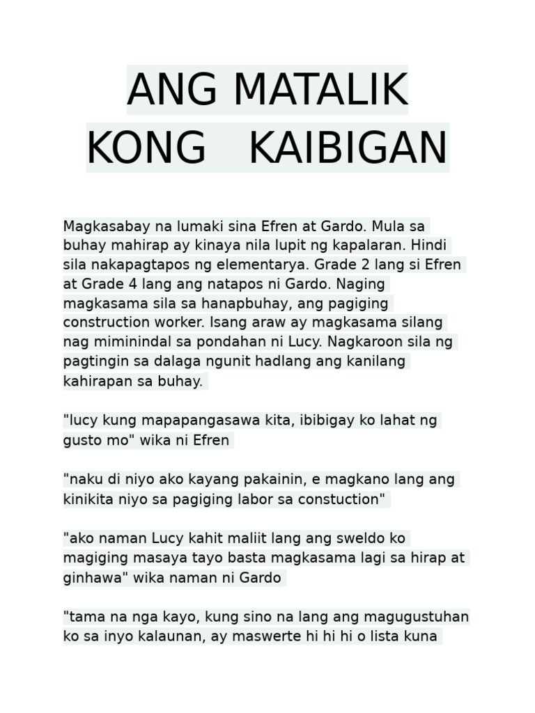 Ang Matalik Kong Kaibigan | PDF