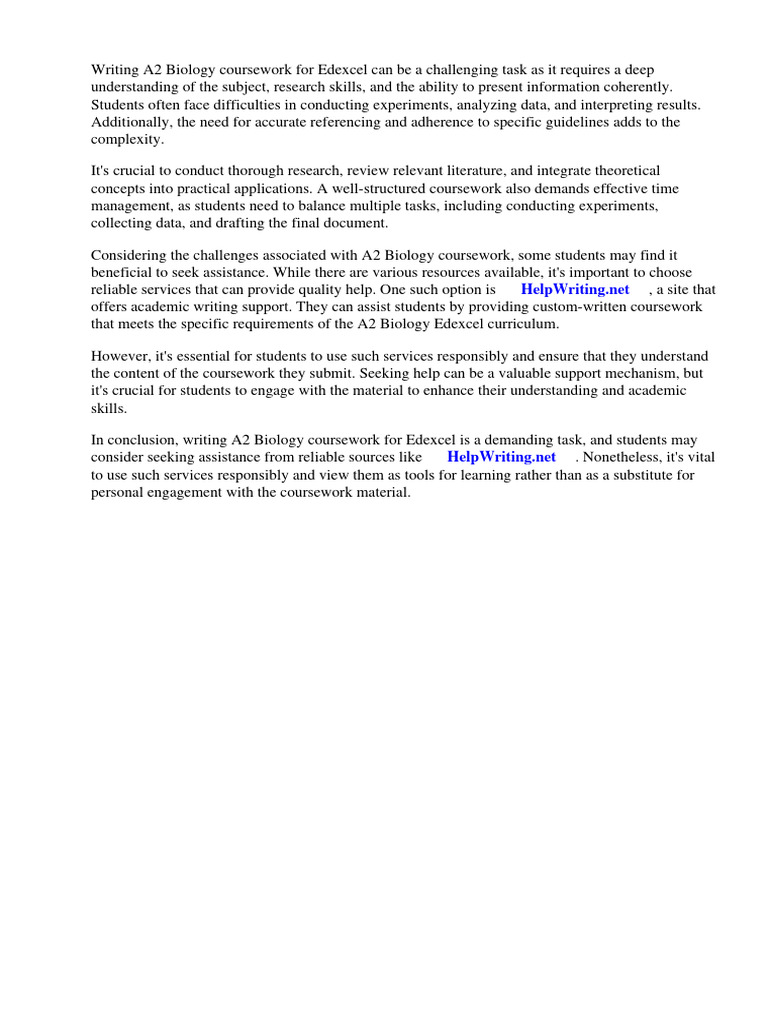 A2 Biology Coursework Edexcel | PDF | Gce Advanced Level (United ...