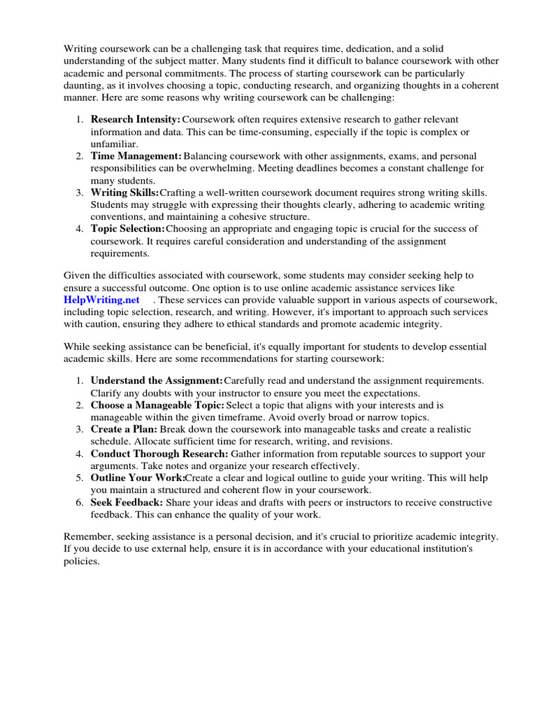 How To Start Coursework | PDF | Essays | Information