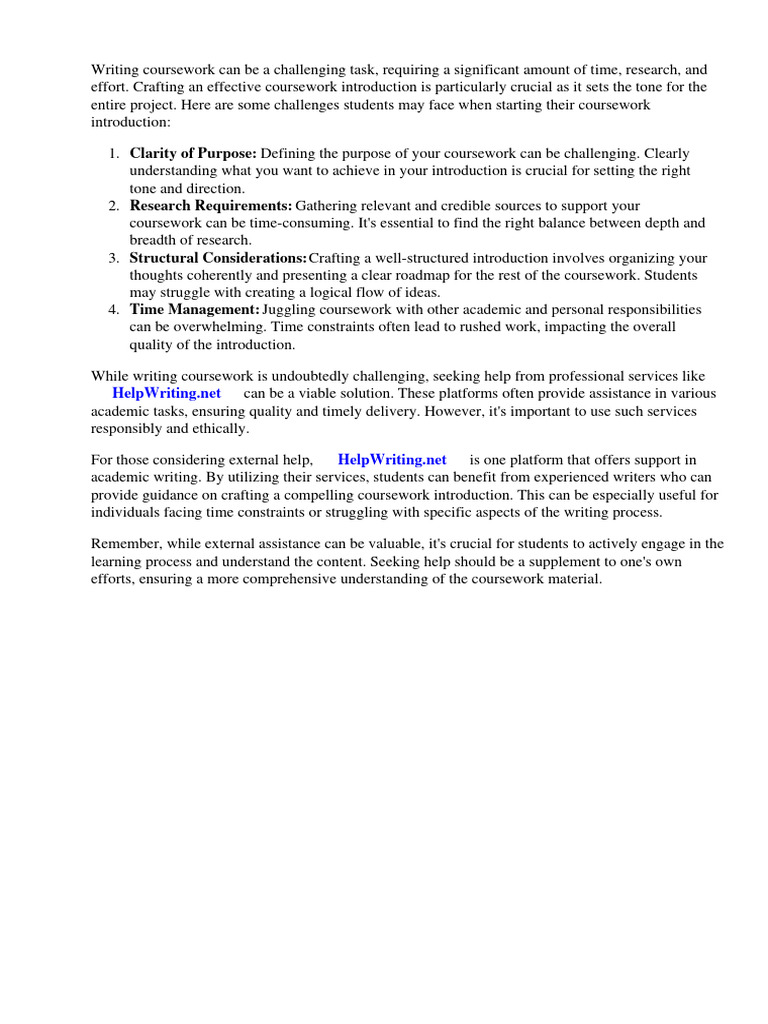 How To Start Coursework Introduction | PDF | Essays | Epidemiology