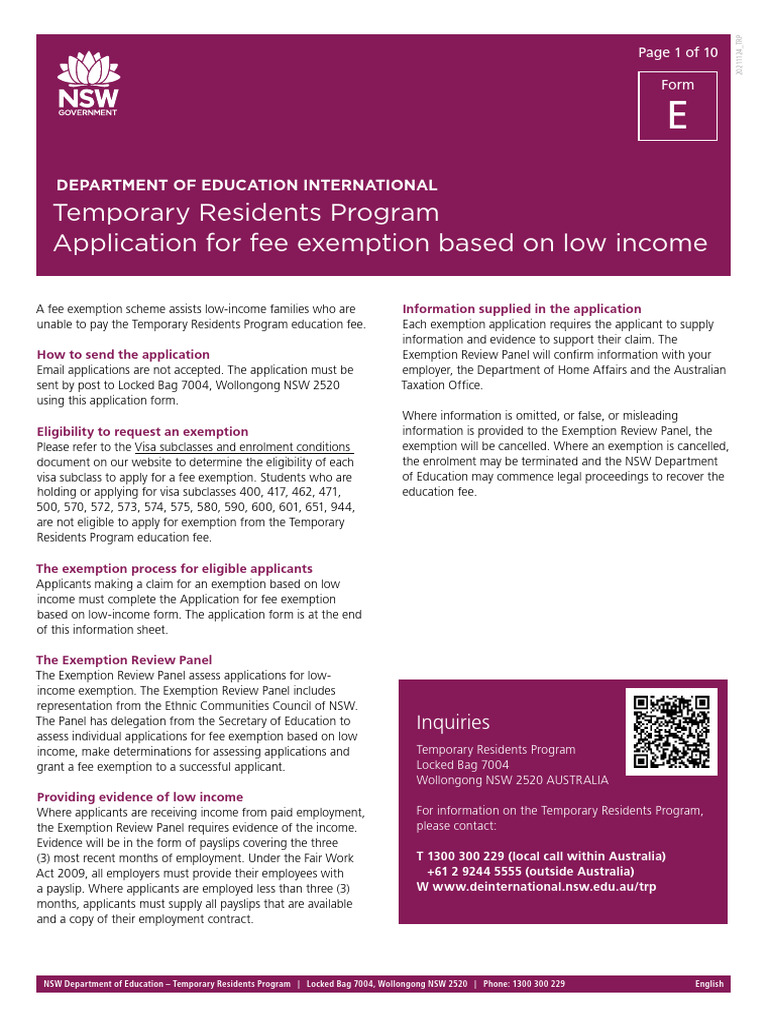 Fee Exemption Application for Low Income | PDF