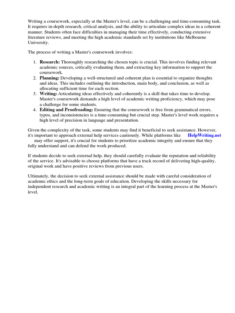 Masters by Coursework Melbourne University | PDF | Academic Degree ...