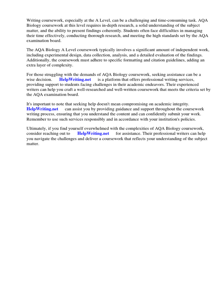 Aqa Biology Coursework A Level | PDF | Facebook | Linked In