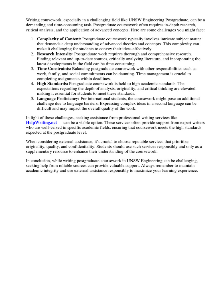 Unsw Engineering Postgraduate Coursework | PDF | Postgraduate Education ...