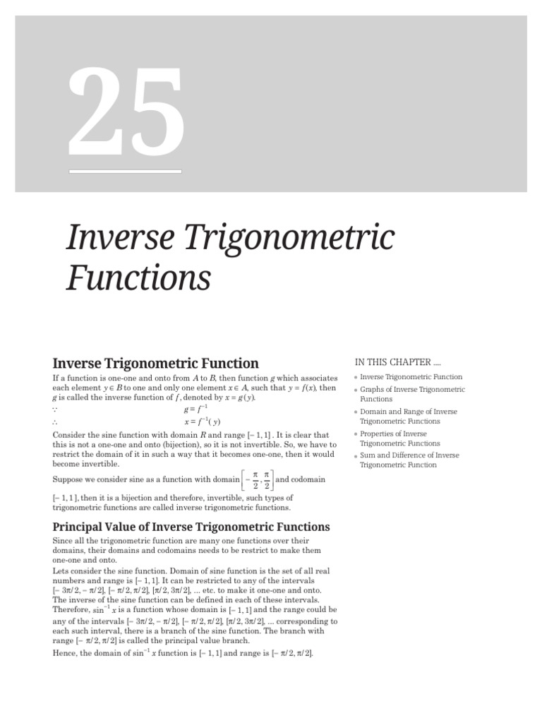 Inverse Trigonometric Functions | PDF | Function (Mathematics) | Mathematical Concepts
