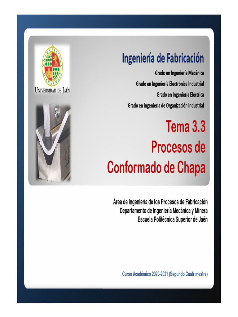 Tema 3.3. Procesos de Conformado de Chapa - Act | PDF | Ingeniería de Edificación | Ingeniería ...