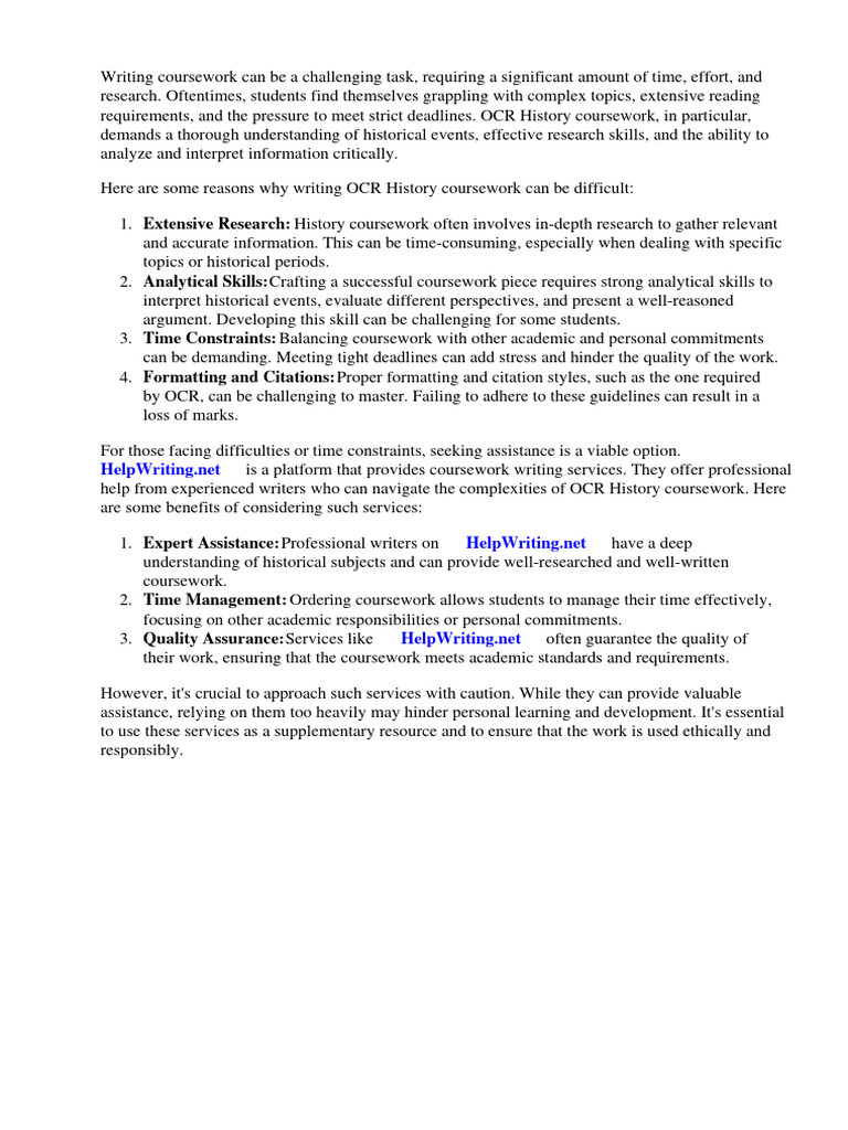 Ocr History Coursework Examples | PDF | Linked In | Historian