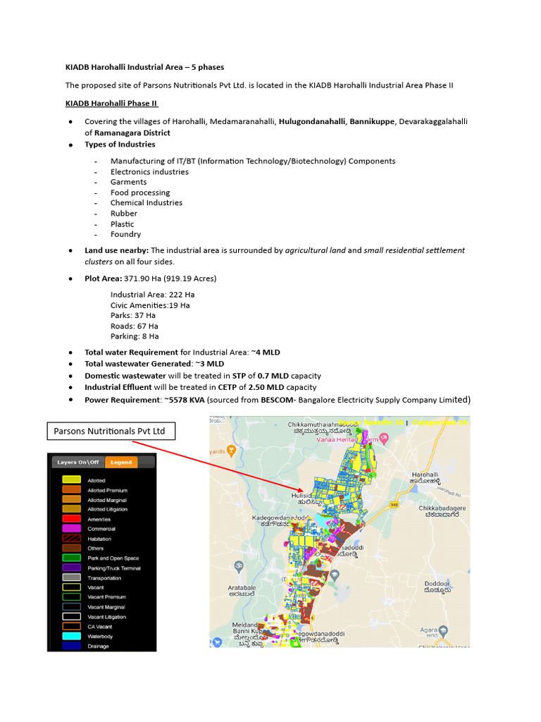 KIADB Harohalli Industrial Area Overview | PDF
