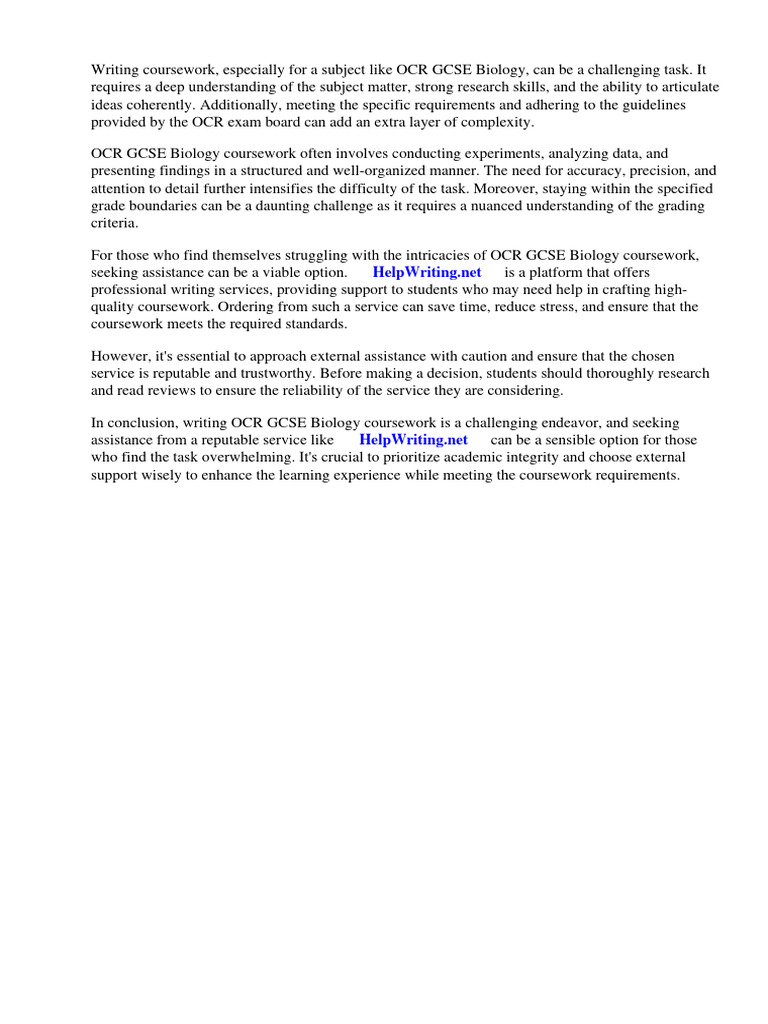 Ocr Gcse Biology Coursework Grade Boundaries | PDF | Cost Of Living